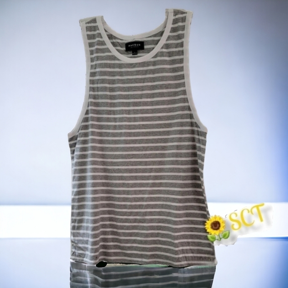 PacSun | Shirts | Nwt Pacsun White Gray Striped Tank | Poshmark